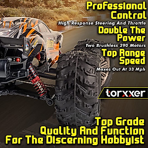 TORXXER 1:16 Scale Brushless RC Truck - High Speed Hobby Grade RC Car, Hits 33MPH - Off Road 4WD for Grip on Any Terrain - Ready to Run Waterproof Trophy Truck (Green)