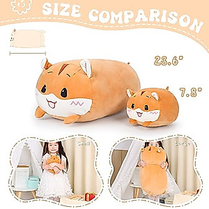 AIXINI 8 inch Cute Yellow Hamster Plush Stuffed Animal Cylindrical Body Pillow,Super Soft Cartoon Hugging Toy Gifts