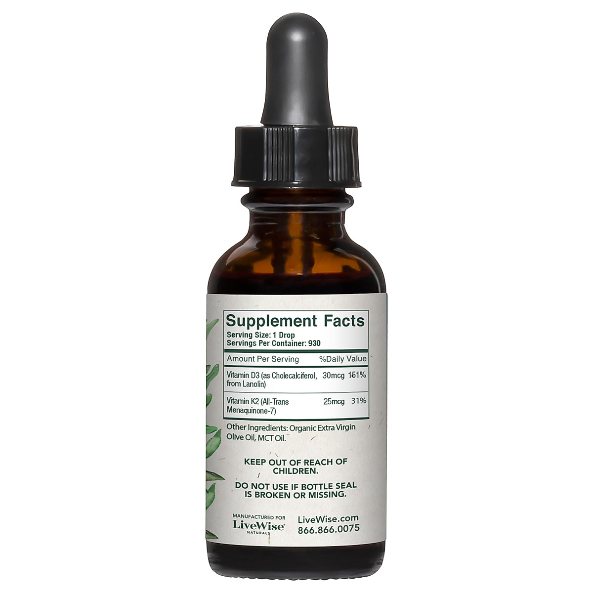 Vitamin D3 with K2 liquid drops, all natural, non-gmo, 1208iu D3 and 25mcg K2 (mk7) per serving, support your bones, immune system and energy levels, with or without peppermint oil