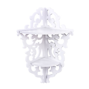 Yosoo White Double Carved Filigree Wall Panels,Wall Corner Shelf, Storage Rack,Flowerpot Bath Holder Bathroom Design Wall Shelf Shelves,Bolt Inserting Type