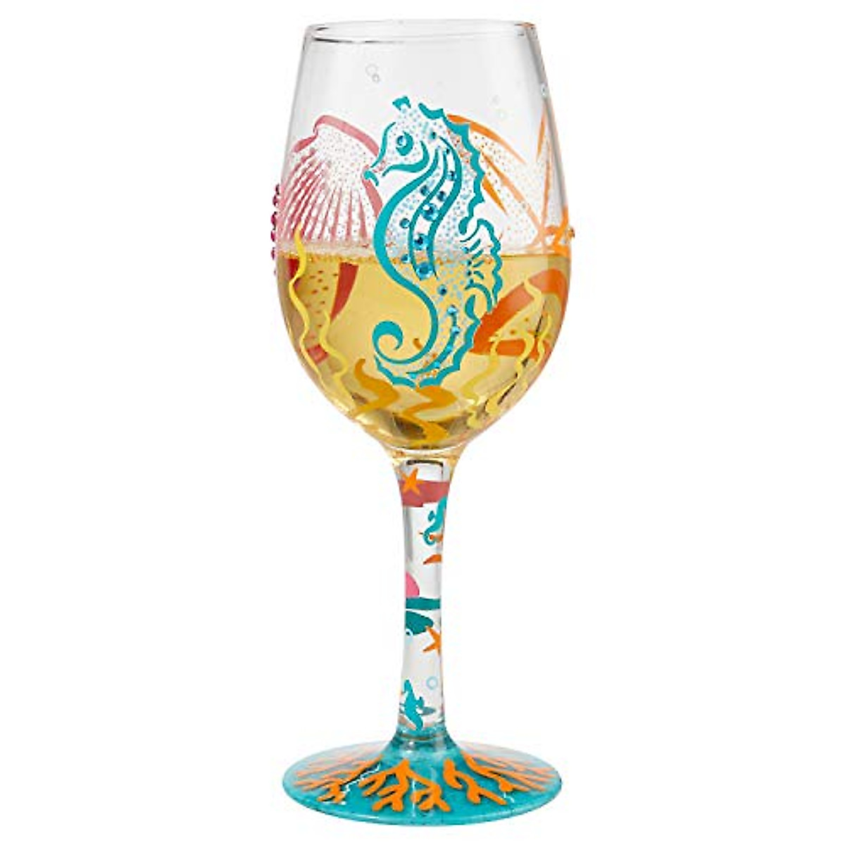 Enesco Designs by Lolita Coastal Artisan Wine Glass, 1 Count (Pack of 1), Multicolor