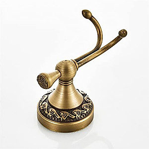 WFJDC Bronze Wall Mounted Bathroom Double Hanger Black Clothes Key Jacket Hanger Brass Ceramic Kitchen Pendant (Color : Bronze, Size : As Shown)