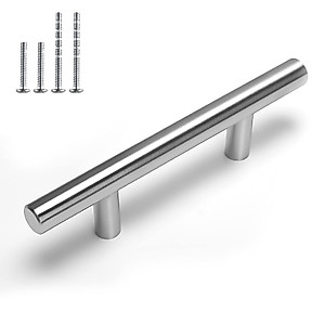 homdiy | 50 Pack 3in Hole Centers | Cabinet Handles Nickel Drawer Pulls Stainless Steel, Bar Handle Pull with Brushed Nickel Finish | Kitchen Cabinet Hardware/Dresser Drawers 201SN