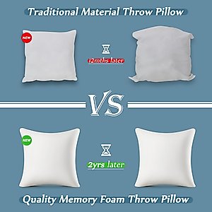 AM AEROMAX 20 ×20 Pillow Insert Memory Foam Throw Pillow Insert Sham Square for Decorative Cushion Bed Couch Sofa without Deform After Longtime Use