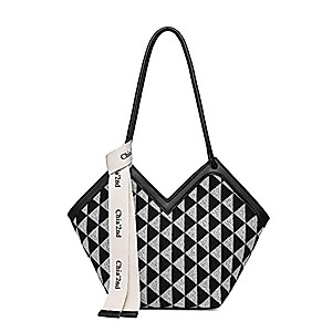 The Quilted Tote Bag Womens Purses and Handbags Top Handle Handbags for Ladies Satchel Handbags for Women(Black6)