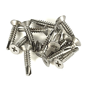 #6 x 1/2" Flat Head Self Drilling Screws Sheet Metal Screws, 410 Stainless Steel, 100 PCS
