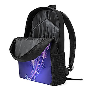 ONE TO PROMISE Butterflies School Backpack Watercolor Blue Purple Butterfly with Shining Dots Bookbags Adjustable Travel Daypack Water Resistant Shoulders School Bag for Womens Mens Teens Boys Girls