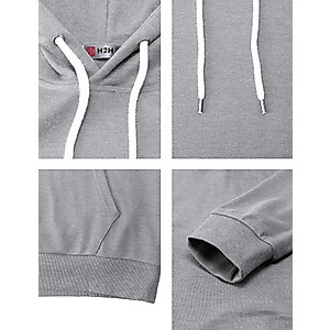 H2H Men's Slim Fit Lightweight Long Sleeve Pullover Basic Hoodie with Pocket and White String GRAY US M/Asia L (CMOHOL050)