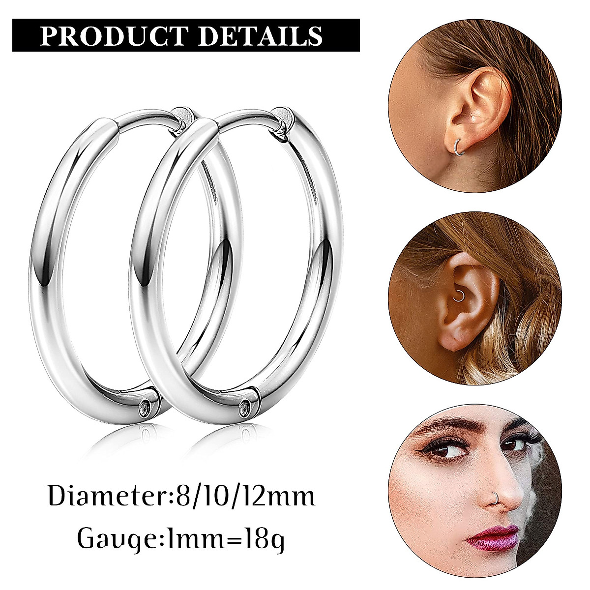LOLIAS Small Flat Back Earrings Hypoallergenic Surgical Steel Earrings 14K Gold Plated Stainless Steel Stud Earrings for Women Men Tiny Stud Hoop Cartilage Earring