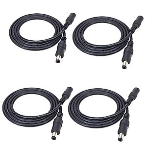 4pcs/pack1m/3.28ft Black 5.5mm x 2.5mm DC Plug Extension Cable DC Extension Cable Cord with Male to Female 5.5mm x 2.5mm Connectors DC Power 12V 5.5mm x 2.5mm Barrel Male Plug Connector