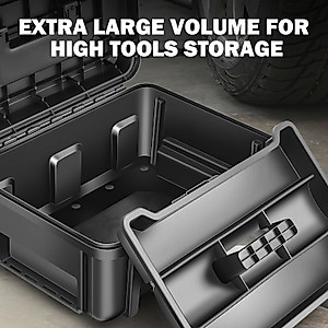 ‎DNA MOTORING Tool Box Lockable Organizer Storage Toolbox with Removable Tray for Workshop Garage & Household,Large Capacity,TOOLS-00309