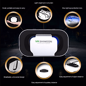 VR G05 Virtual Reality H-D Lens Headset Economical 3D VR Glasses for 4.7-6.0 inches Android iOS Smart Phones, Gift for Kids and Adults for 3D Gaming and VR Videos