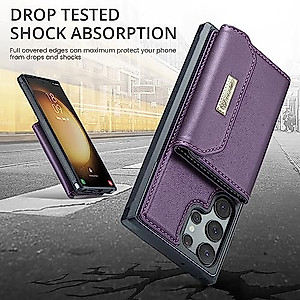 Strapurs Samsung Galaxy S23 Ultra Case, Samsung Galaxy S23 Ultra Case Wallet with Card Holder, Phone Case for Samsung S23 Ultra 5G Protective Shockproof Premium Leather Cases for Women Men,Purple
