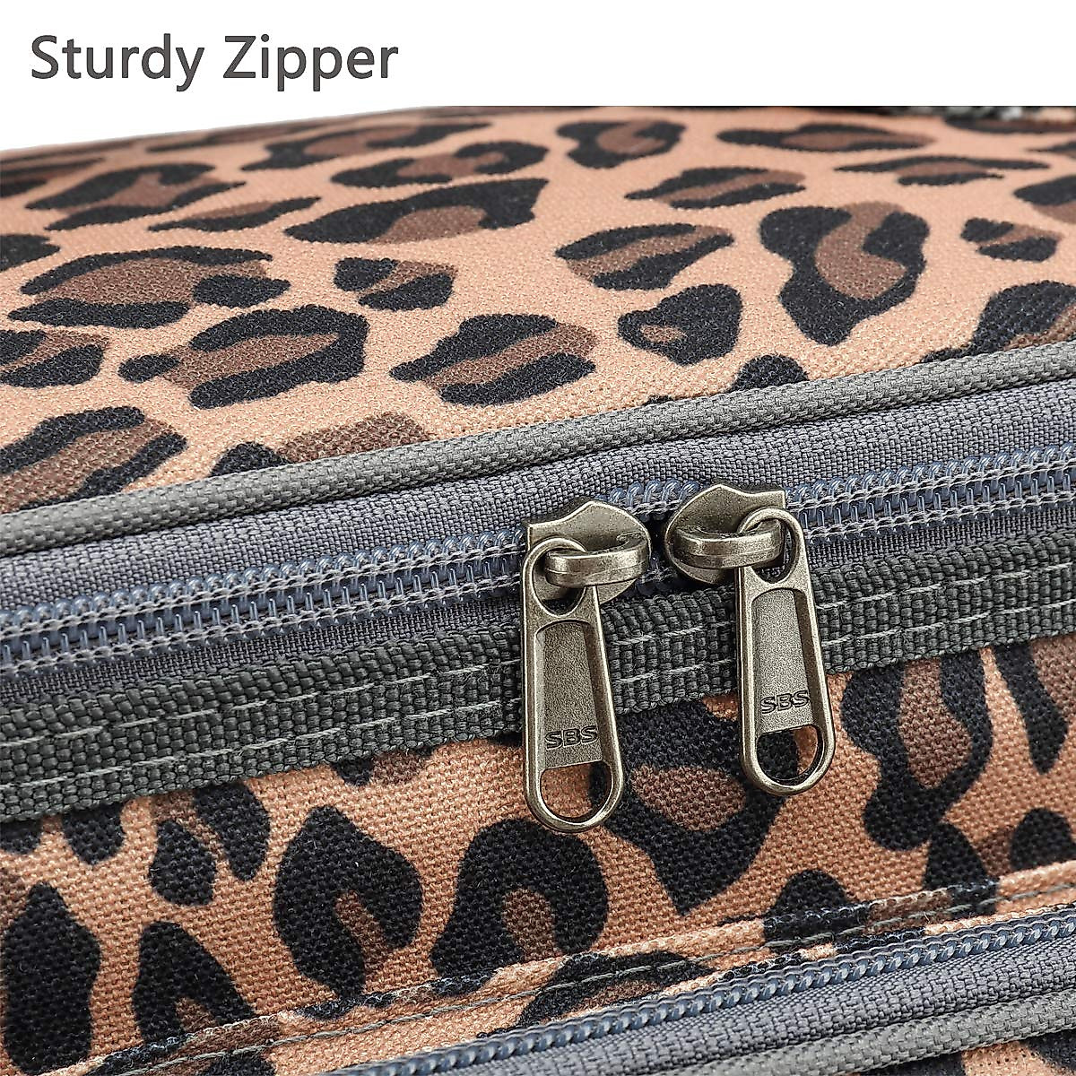 FlowFly Insulated Reusable Lunch Bag Adult Large Lunch Box for Women and Men with Adjustable Shoulder Strap,Front Zipper Pocket and Dual Large Mesh Side Pockets, Leopard