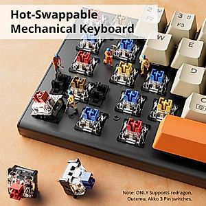 Redragon 60% Mechanical Gaming Keyboard, 68 Keys Wired Office RGB Keyboard with Arrow Keys, Programmable Macro, Red Switches for Windows Mac PC Laptop, Black/Beige/Orange