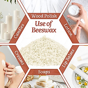 MicCai White Natural Beeswax Pellets 1LB, Organic Beeswax, Beeswax for Candle Making, Body, Skin Care DIY, Lip Balm, Soap and Lotion Making Supplies