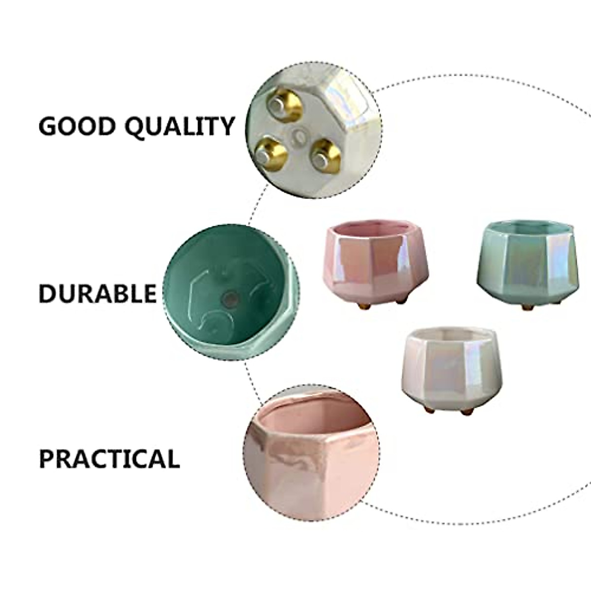 Happyyami 3pcs Flowerpot Office Decor Ceramic Plant Container Mini Plants Miniature Holder Marbling Plant Pot Home Modern Decor Plant Basin Decorative Flower Pot European Style Bonsai Pot