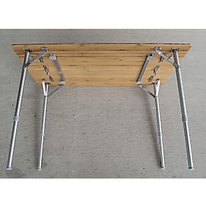 Buffalo Tools FFBAT40 Folding Bamboo Adj Table 40In, Brown