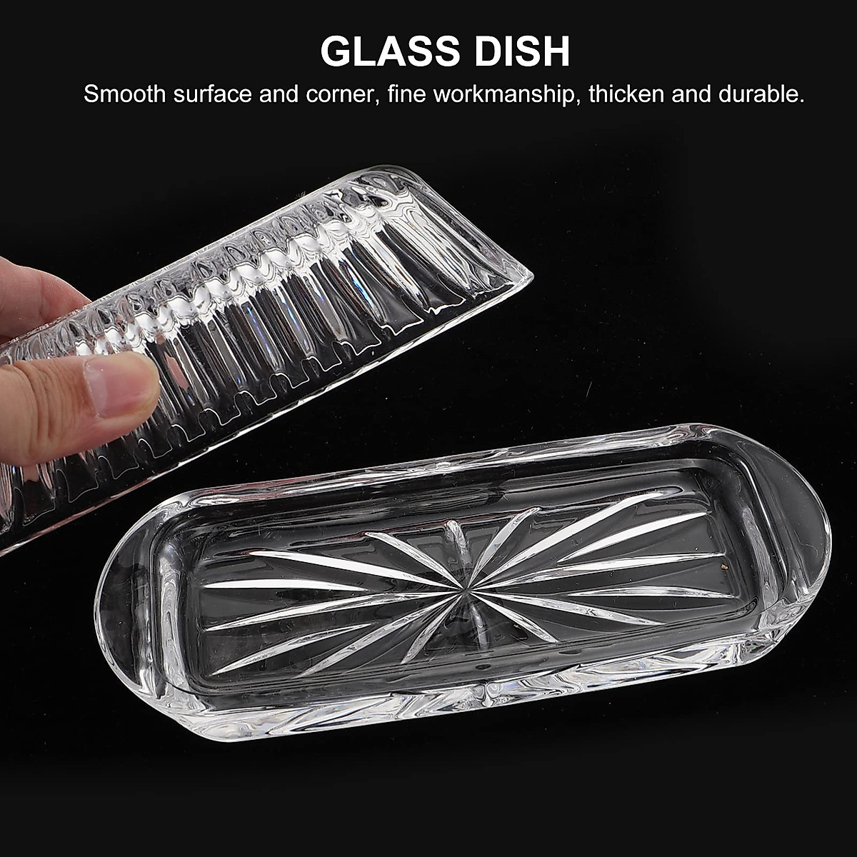 STOBAZA Cream Cheese Crystal Glass Butter Dish with Lid 1 Set Classic Butter Keeper for Countertop European Covered Butter Tray with Lid Dessert Dish Cookie Dish Fruits Dish for Home Food Containers