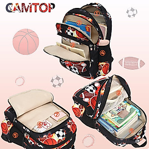 CAMTOP Soccer Backpack for Kids boys Preschool Backpacks with Lunch Box Toddle Kindergarten Basketball BookBag Set
