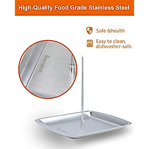 Al Pastor Skewer for Grill-Roasting Rack Stainless Steel Vertical Skewer Stand for Tacos Al Pastor, Shawarma, Kebabs, with 2 Size Skewers(8” &12”) for Smoker, Kamado Grill, Oven