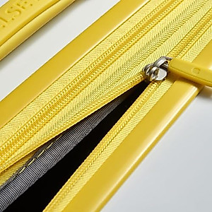 DELSEY Paris Christine Hardside Expandable Luggage with Spinner Wheels, White with Yellow Trim, 3 Piece Set (20/24/28)