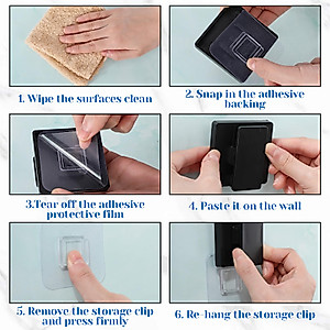 Briwooody 8 Pcs Large Self Adhesive Clips Spring Clip Hook Adhesive Wall Clips Anti Slip Hanging Clips No Drilling Adhesive Towel Holder Adjustable Spring 15 mm for Bathroom Kitchen Home Hotel (Black)