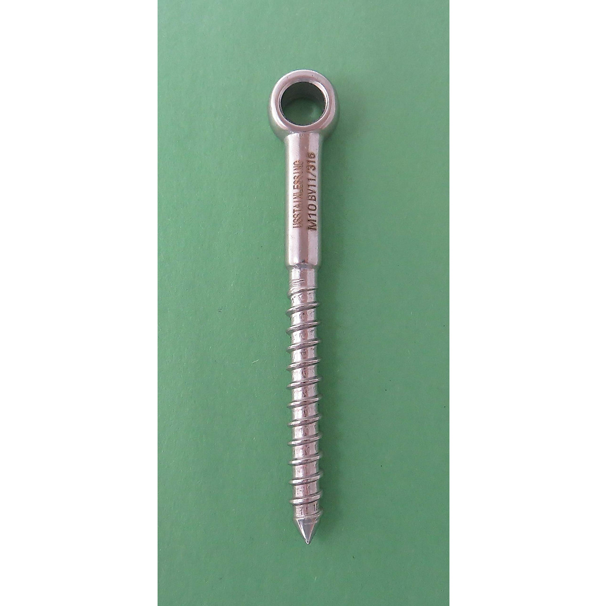 US STAINLESS 2 Pieces Stainless Steel 316 M10 Lag Screw Eye Bolt Forged 10mm x 100mm Marine Grade