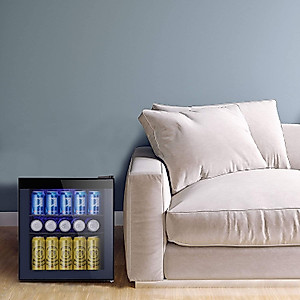 WATOOR Wine Cooler and Beverage Refrigerator 1.6 Cubic Feet 60 Cans Mini Fridge with Glass Reversible Door for Soda Beer or Wine