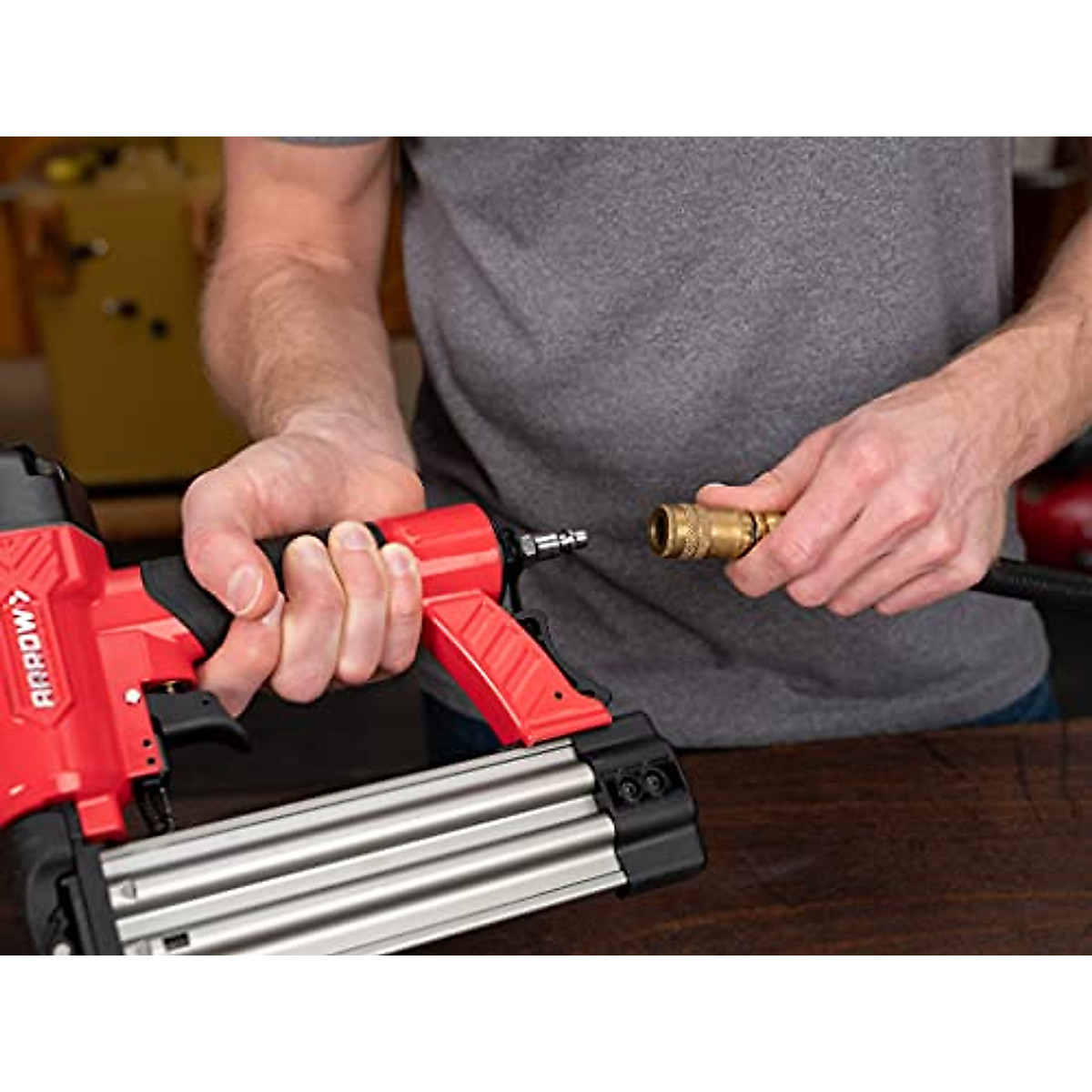 Arrow PT18G Gauge Oil-Free Pneumatic Brad Nailer - Small Light Trim and Interior Molding Work, Operates Up to 100psi Compression Unit, Fits 5/8", 3/4", 1", 1.5", 2" Brad Nails
