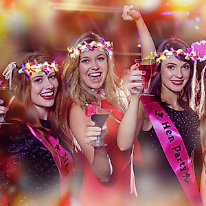 Sinmoe Flower Crown Headband, 6 Pcs Tropical LED Flower Wreath Light up Headband Glow in the Dark, Floral Costume Headwear for Women Girl Adult Birthday Party