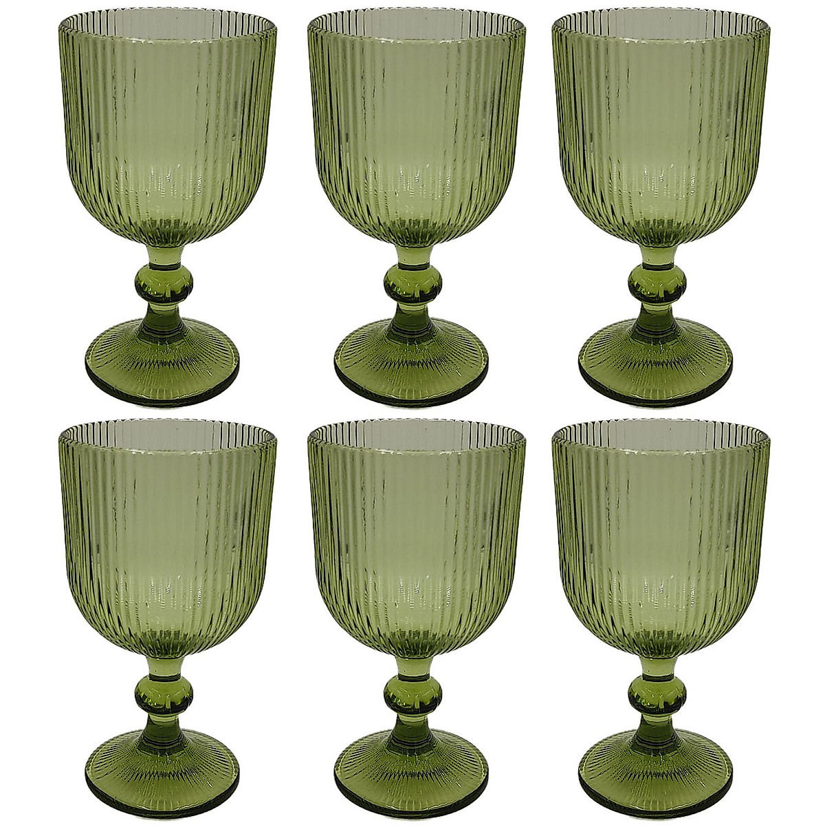 Taganov Green Wine Goblets Set - Elegant 6-Piece Glassware