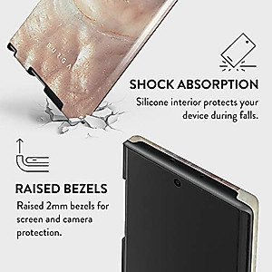 BURGA Phone Case Compatible with Samsung Galaxy Note 10 - Hybrid 2-Layer Hard Shell + Silicone Protective Case -Nude Shades Marble Brown Seashell Pearl Serene - Scratch-Resistant Shockproof Cover