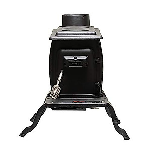 US Stove Company Rustic 900 Square Foot Clean Cast Iron Log Burning Wood Stove with Integrated Cooking Surface and Cool Touch Safety Handle