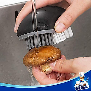 MR.SIGA Fruit and Vegetable Cleaning Brush with Non Slip Comfortable Grip, Pack of 2, Black