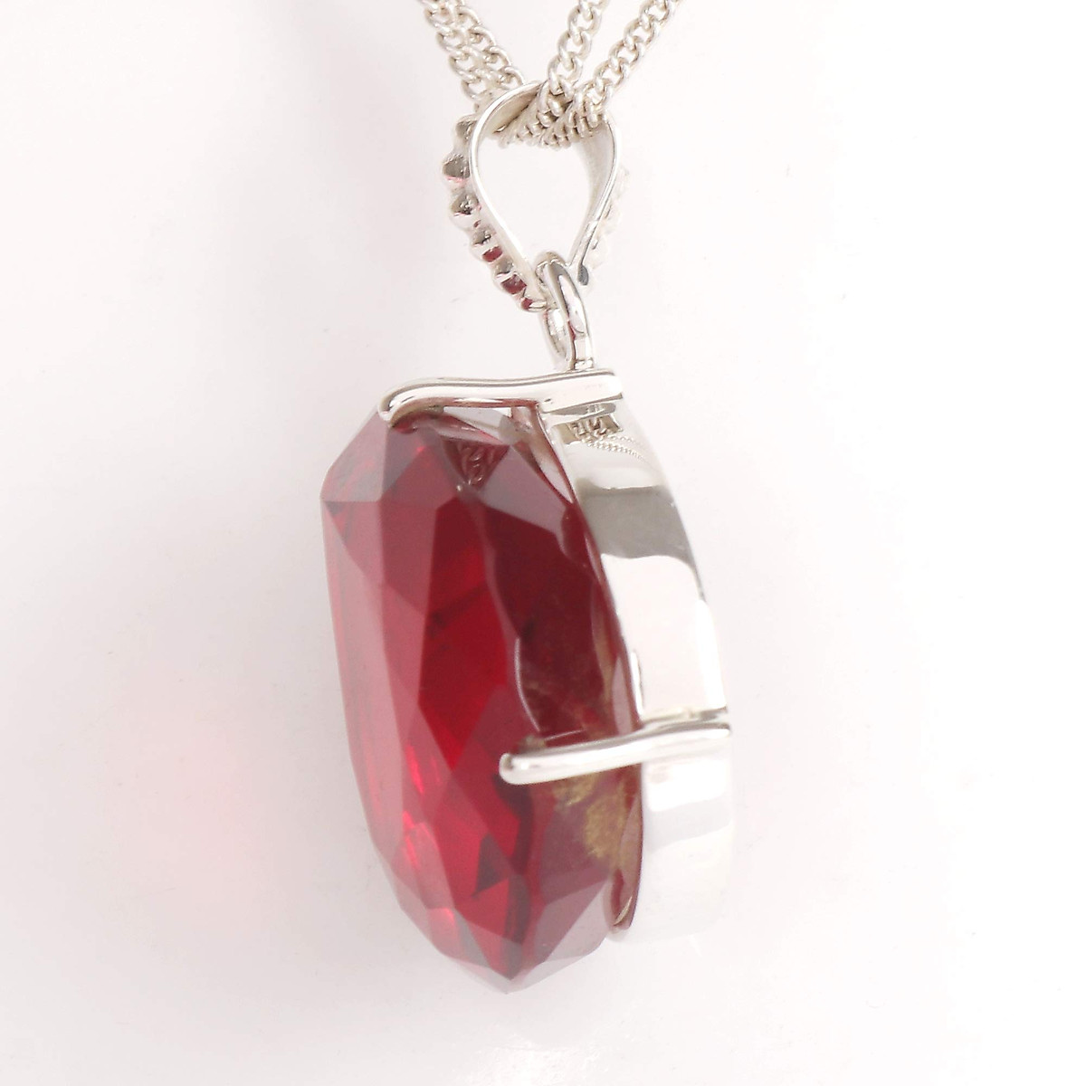 GEMHUB Red Topaz Gemstone 17.50 Gram Fine Pear Cut 925 Sterling Silver Pendant Without Chain For Gift Women/Girls