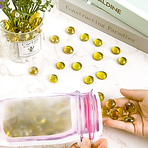 FUTUREPLUSX 1LB Yellow Flat Glass Marbles, Glass Beads Floral Pebbles Decorative Rocks Gold Gemstones Vase Fillers for Centerpieces Table Scatter Aquarium Fall Home Decor