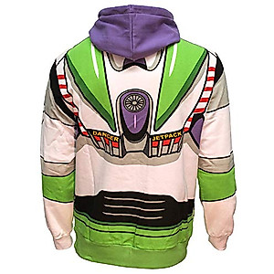 Disney Pixar Toy Story Men's I Am Buzz Lightyear Astronaut Costume Adult Sweatshirt Zip Hoodie (Large)