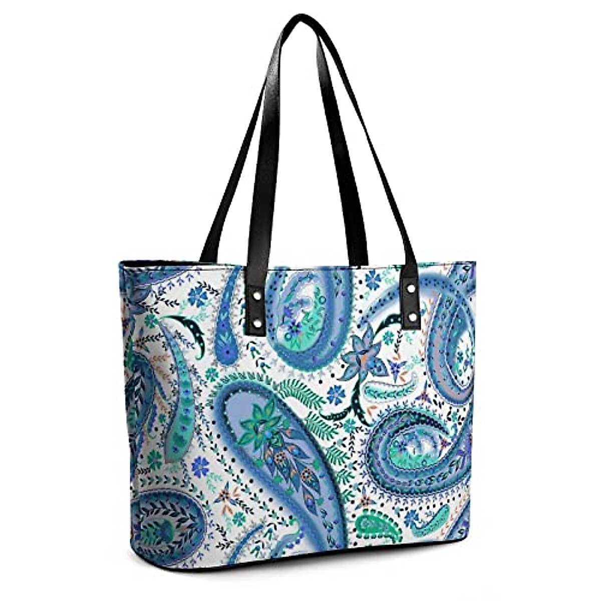 Womens Handbag Paisley Pattern Leather Tote Bag Top Handle Satchel Bags For Lady