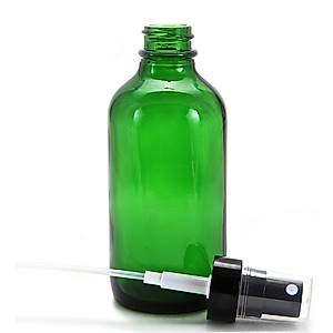 Vivaplex, 6 Glass Bottles with Black Fine Mist Sprayer, 4 oz, Green