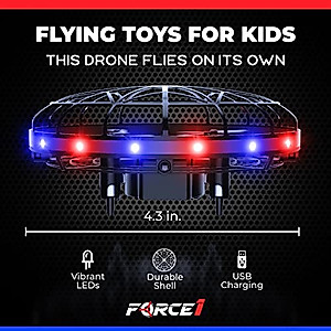 Force1 Scoot LED Hand Operated Drone for Kids or Adults - Hands Free Motion Sensor Mini Drone, Easy Indoor Small UFO Toy Flying Ball Drone Toy for Boys and Girls (Red/Blue)