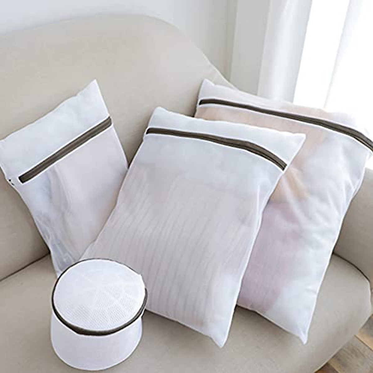 WINOMO 10pcs Laundry Bags Kit Mesh Wash Bag Bra Lingerie Mesh Wash Bag Clothing Washing Bag White