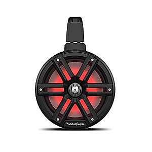 Rockford Fosgate M2WL-8B Color Optix Multicolor LED Lighted 8" 2-Way Marine Wake Tower Cans & Speakers 250 Watts RMS / 1000 Watts Peak with Stainless & Sport Grilles, Mounting Hardware - Black (Pair)