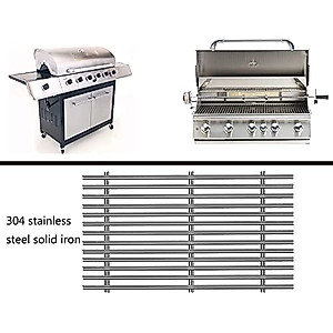FCCUM Stainless Steel BBQ Grates, 304 Stainless Steel Solid Grates, Suitable Weber Genesis Silver/Gold B & C、 Spirit、and Other Models of Gas Grills, 17.55 inches Long / 9.64 inches Wide, Two-Piece