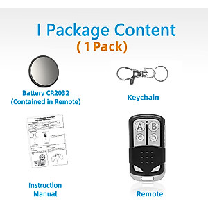 Universal Garage Door Remote for Liftmaster Chamberlain Craftsman Openers with 5 Colors Learn Button, Purple Yellow Green Orange Red, Keychain Included, 1 Pack