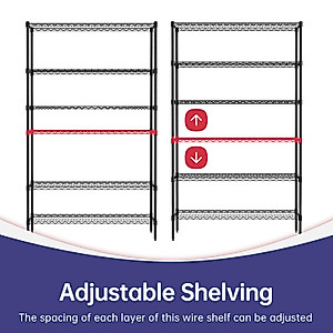 Dopinmin Shelf, 6-Tier Wire Shelving, Metal Shelf, Heavy Duty Metal Storage Shelves, Adjustable Wire Shelving Storage, Commercial Grade Layer Shelf Rack 1250 LBS Capacity (Black)
