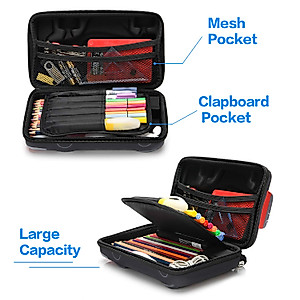 rockpapa Large-Capacity Race Car Pencil Case, Pencil Box, Storage Box for School Students Boys Teens Kids Toddlers Grey Red