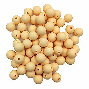 50pcs Beige Color Silicone Round Beads Sensory 15mm Silicone Pearl Bead Bulk Mom Necklace DIY Jewelry Making Decoration