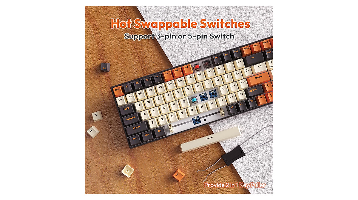 RK ROYAL KLUDGE RK100 2.4G Wireless/Bluetooth/Wired RGB Mechanical ...