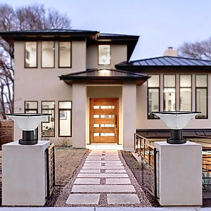 FOOYANCHO Solar Post Cap Lights Outdoor,Dusk to Dawn Auto On/Off Solar Powered Post Lights Fits Most Posts (2 Pack)